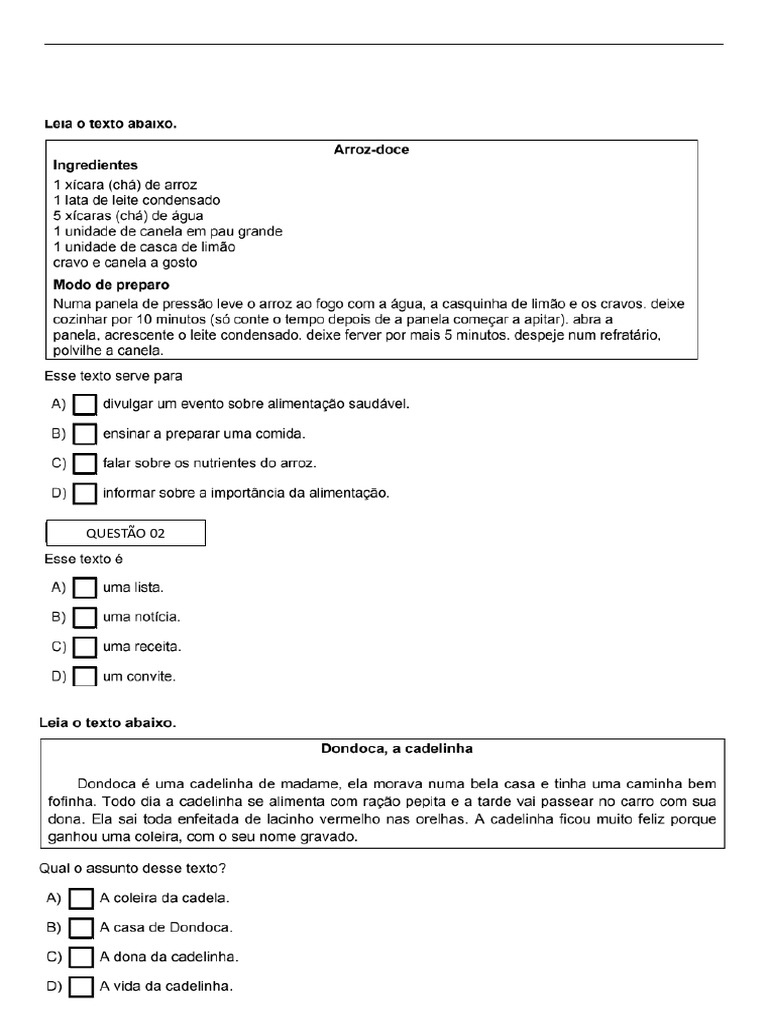 Formulário de Questões Diversas | PDF