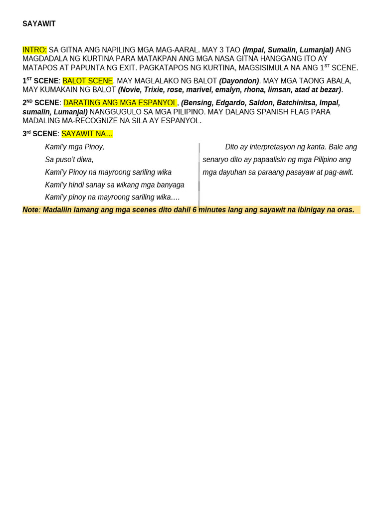 Sayawit Script | PDF