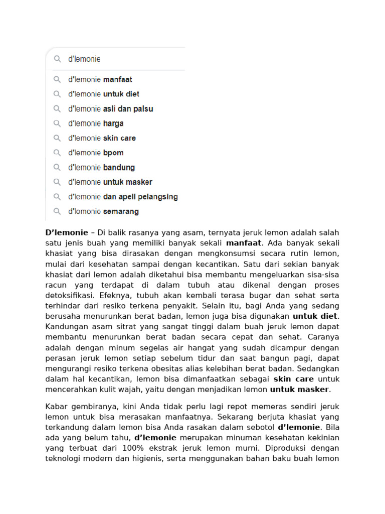 Manfaat dan Kesempatan D'lemonie | PDF