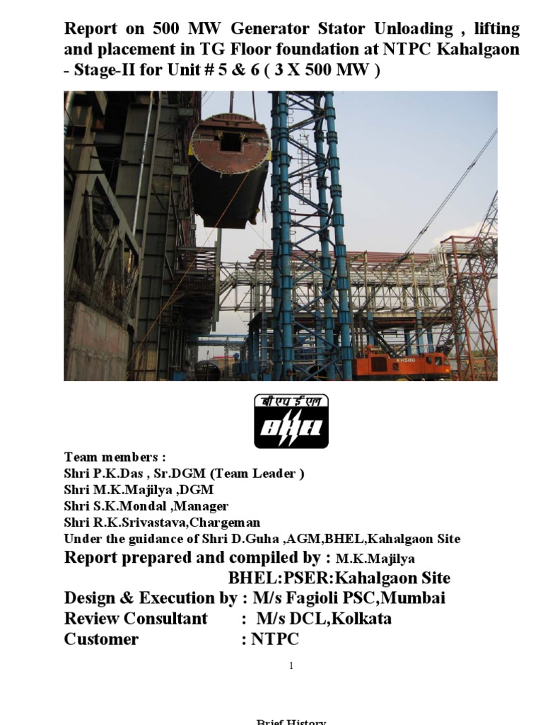 500 MW Stator Lifting | PDF | Crane (Machine) | Elevator
