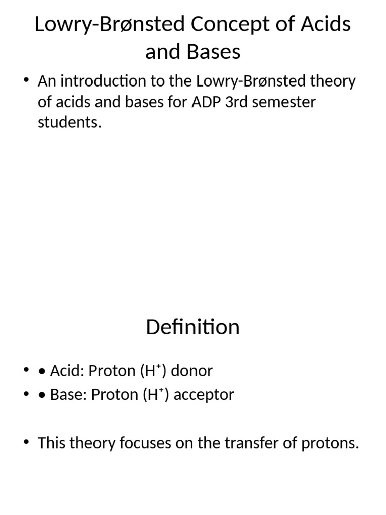 Lowry Bronsted Acids Bases Lecture | PDF