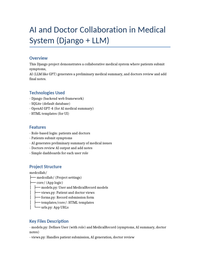 AI Doctor Collab Django Project | PDF