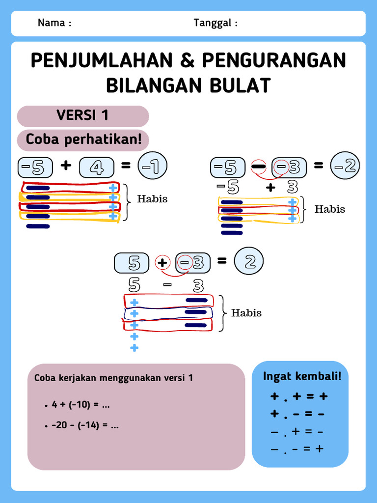 Lkpd Penjumlahan Pengurangan Bilbul.pdf | PDF