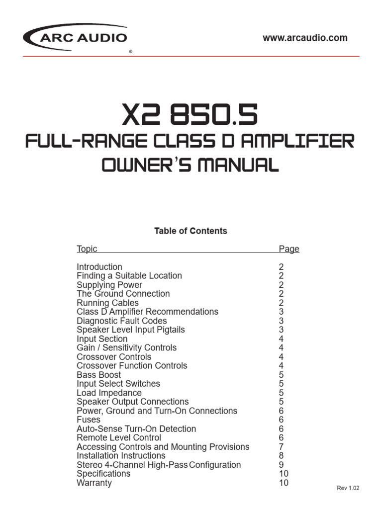 X2-850 5-Manual-Rev 1 02 | PDF | Amplifier | Loudspeaker