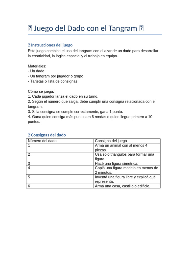 Dado Creativo con Tangram | PDF