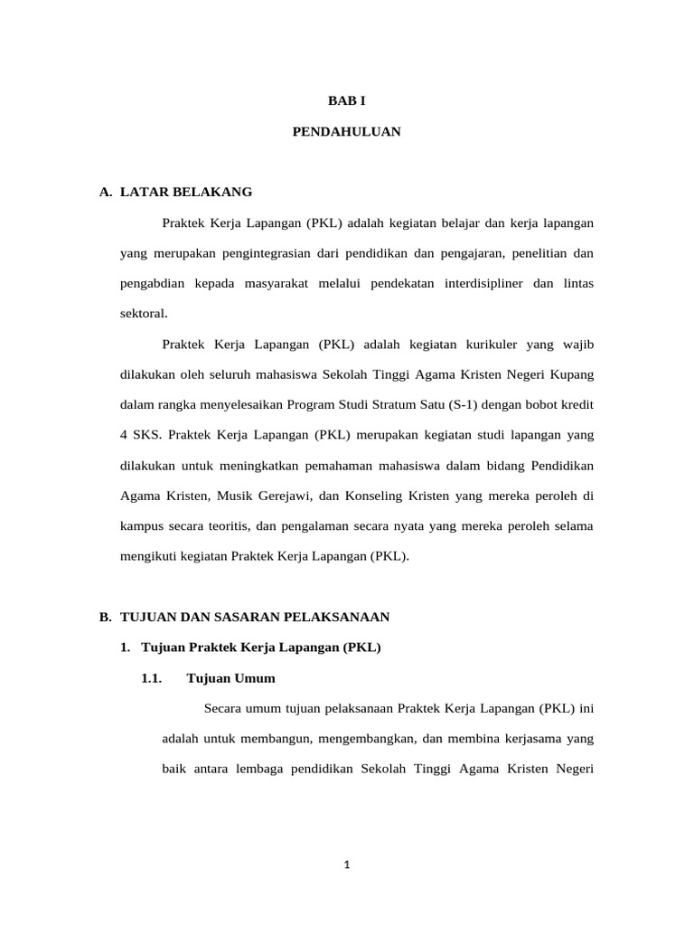 Tujuan dan Pelaksanaan PKL STAKN Kupang | PDF