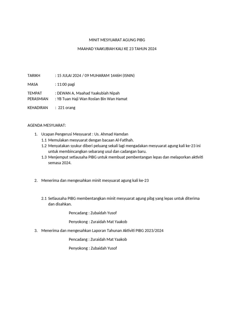 minit mesyuarat 2023 | PDF