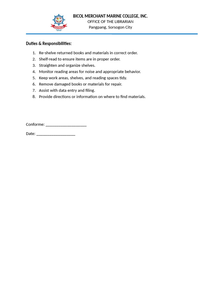 Student Responsibilities in Library | PDF