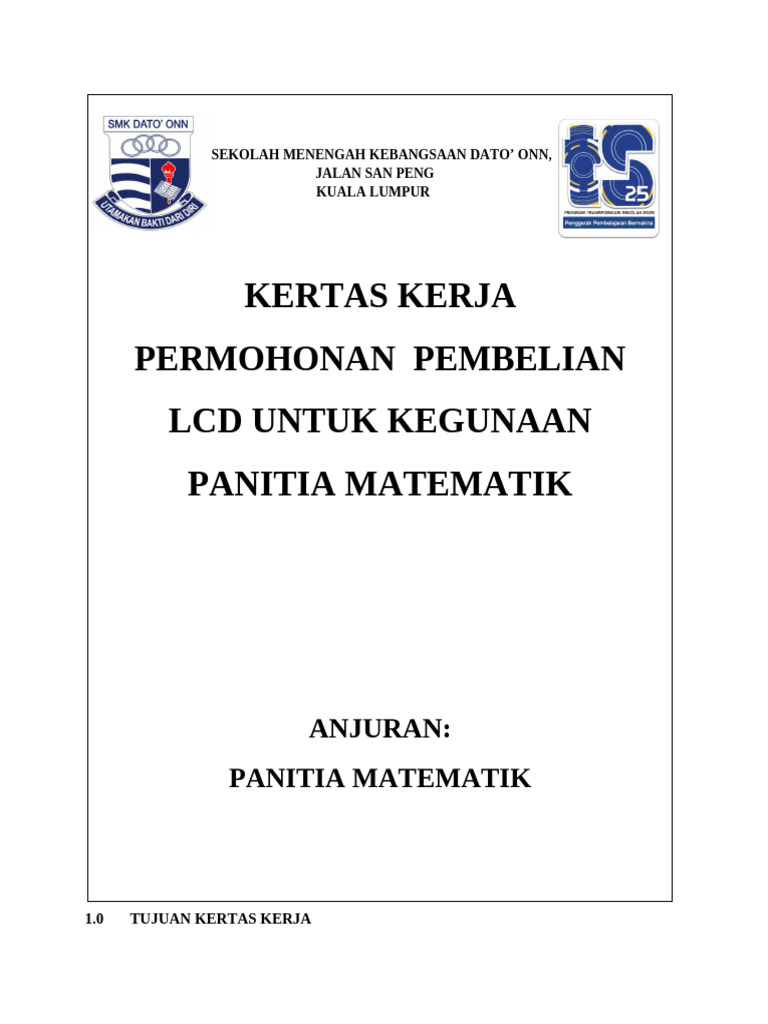Permohonan Pembelian LCD Projektor Matematik | PDF