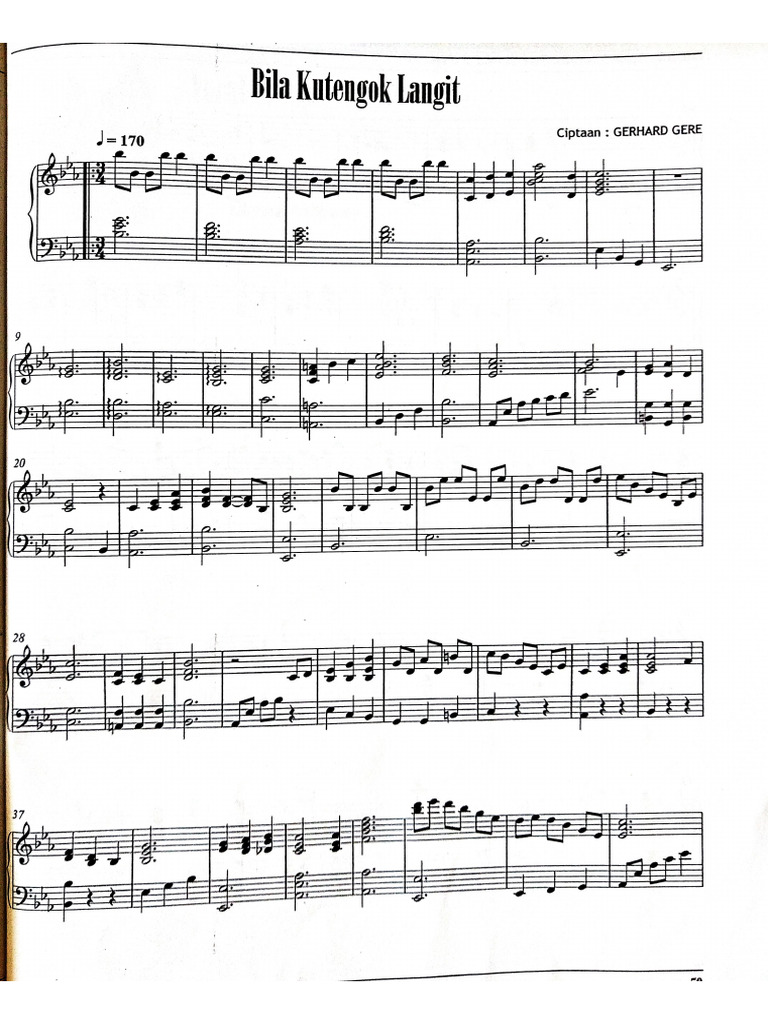 Bila Kutengok Langit Not Balok | PDF