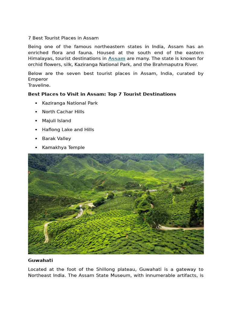 Top 7 Tourist Spots in Assam, India | PDF