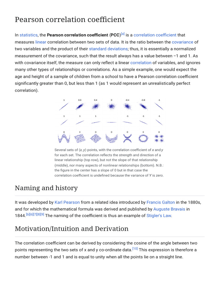 Pearson Correlation Coefficient - Wikipedia | PDF | Mathematical ...