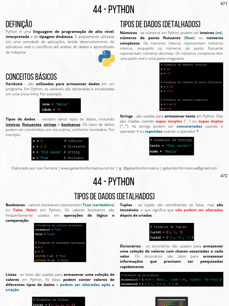Introdução ao Python | PDF | Python (linguagem de programação) | Classe ...