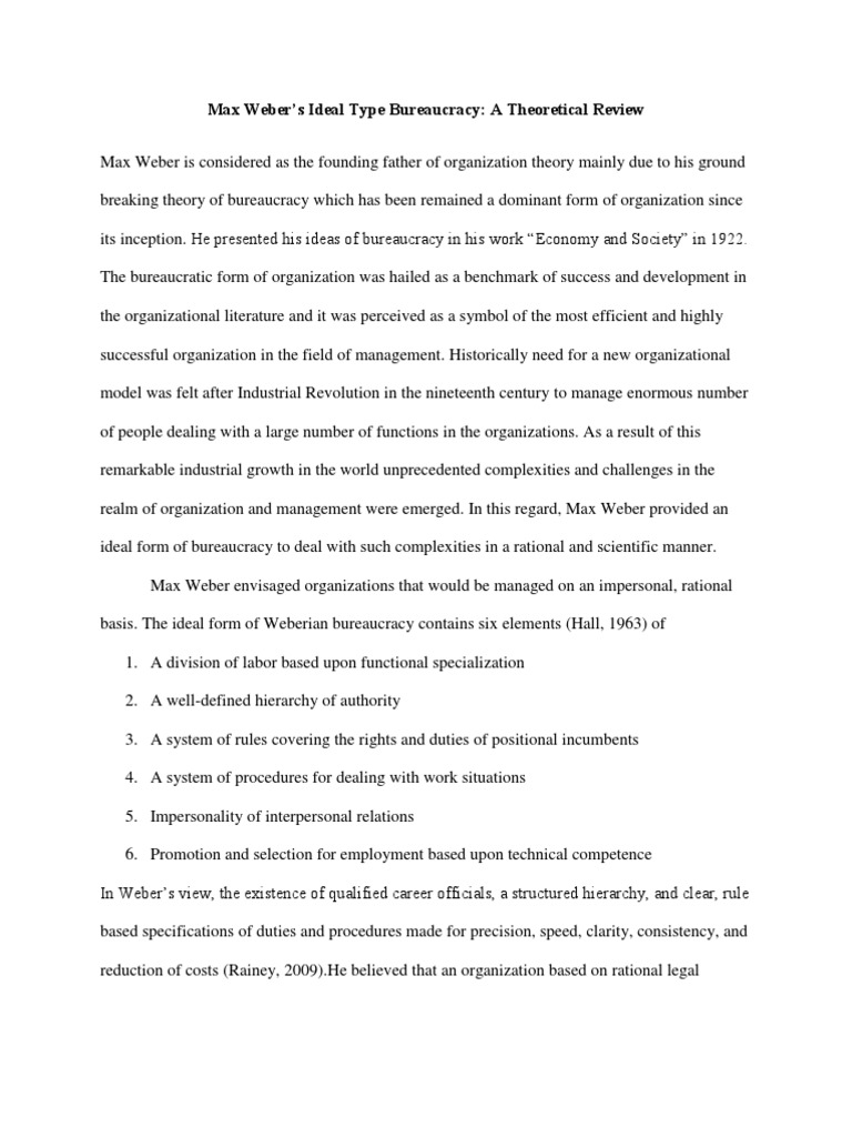 Max Weber S Theory Of Bureaucracy Pdf Bureaucracy Max Weber