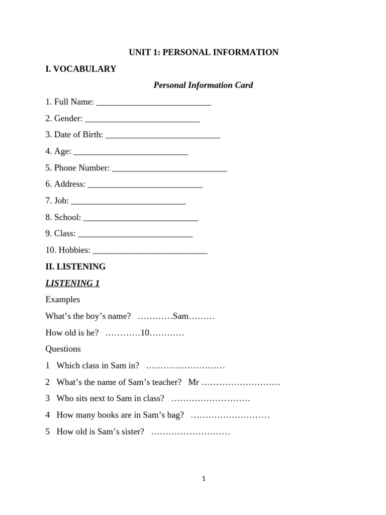 Unit 1 Personal Information | PDF | Chess Openings | Chess