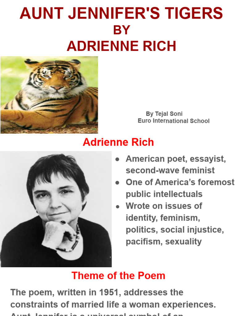 Aunt Jennifers Tiger | PDF | Chivalry | Poetry