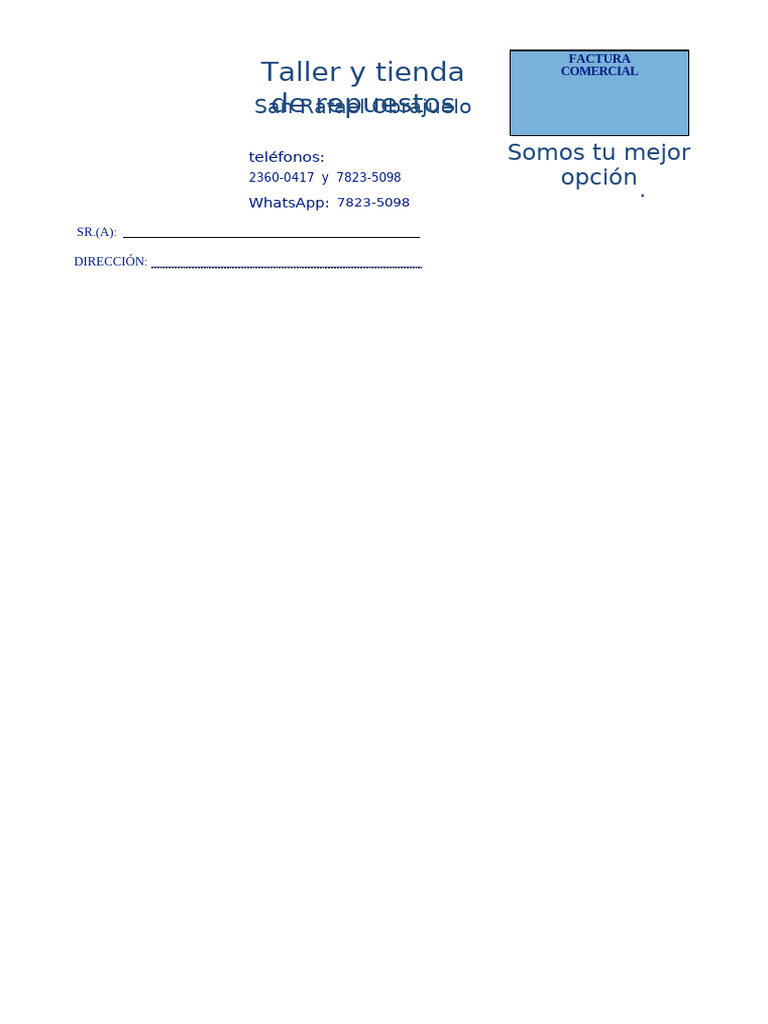 Factura Comercial Simple Con Logo Azul y Blanco | PDF
