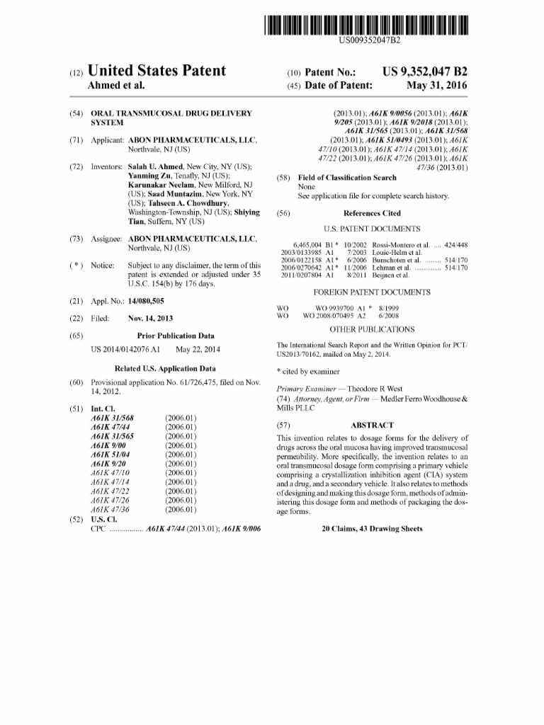 Patent Content Example US9352047 | PDF | Topical Medication | Medicinal ...
