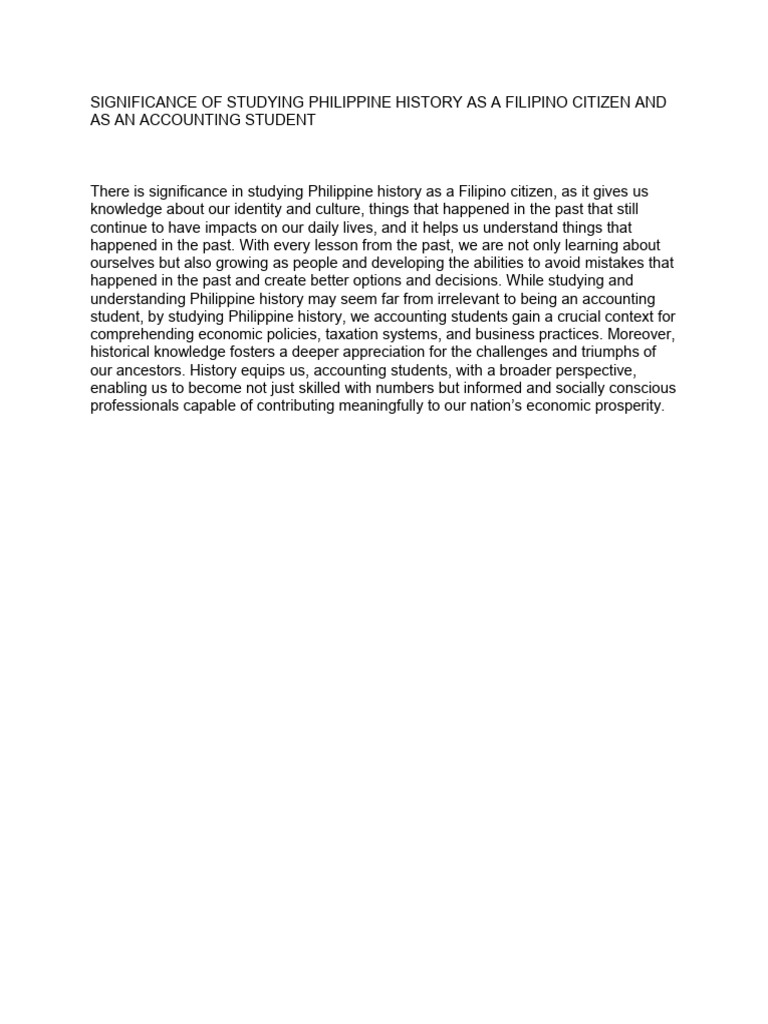 Importance of Philippine History for Students | PDF