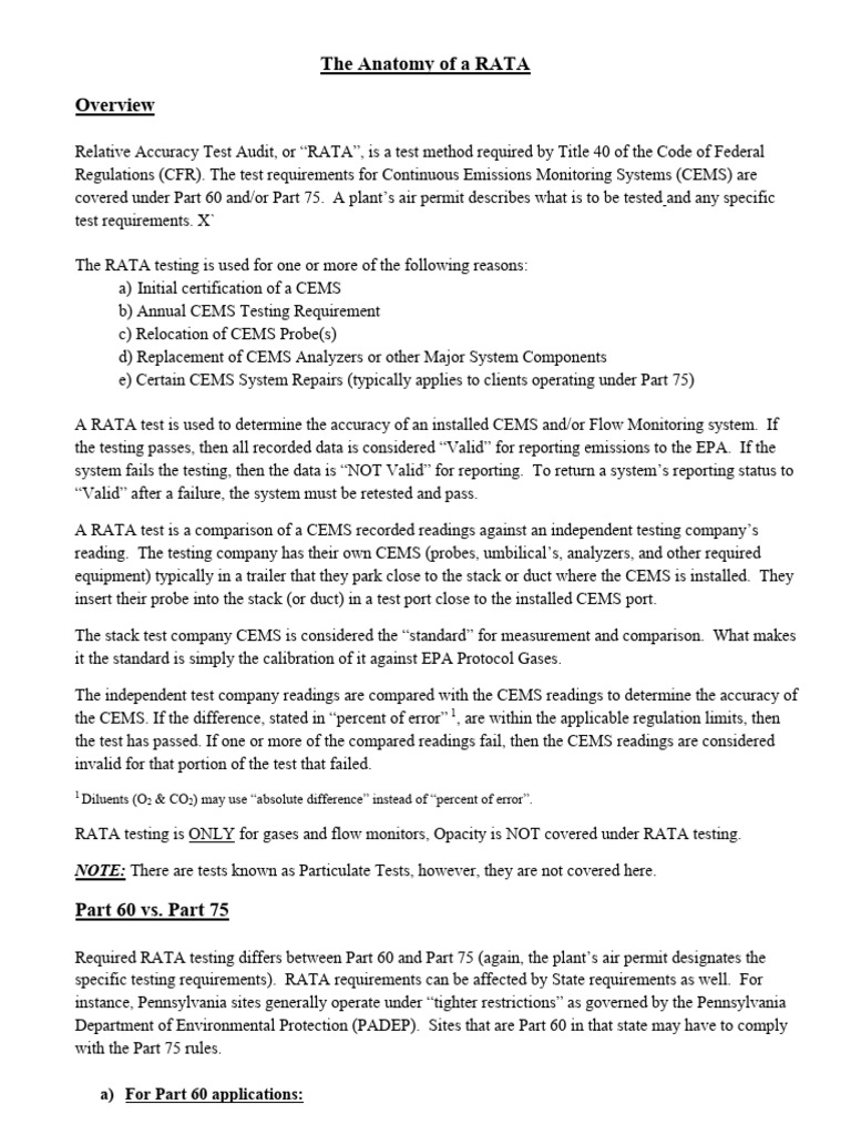 Understanding RATA Testing for CEMS | PDF