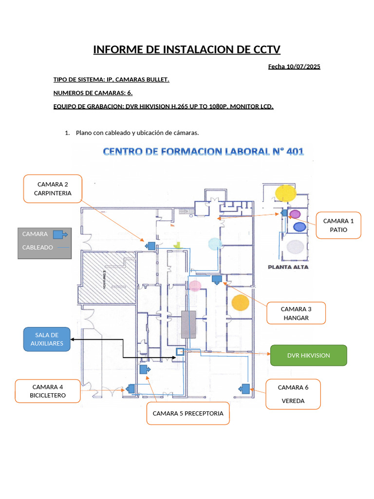 Informe Instalación CCTV IP 6 Cámaras | PDF