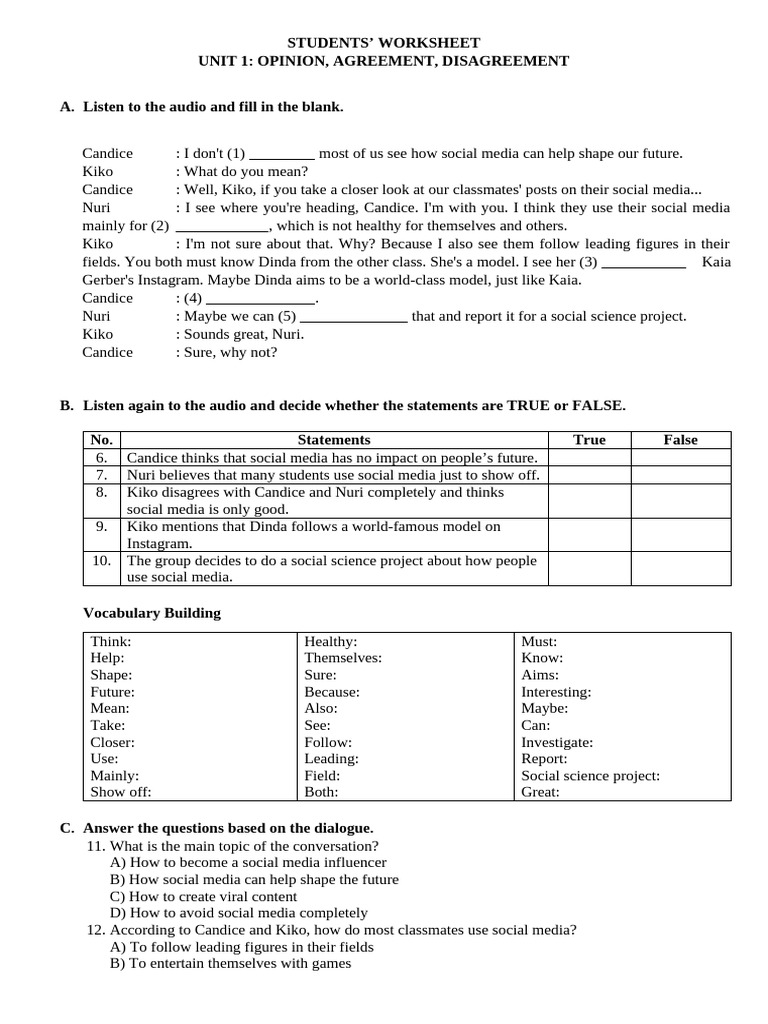 Social Media Impact Discussion Worksheet | PDF | Human Communication