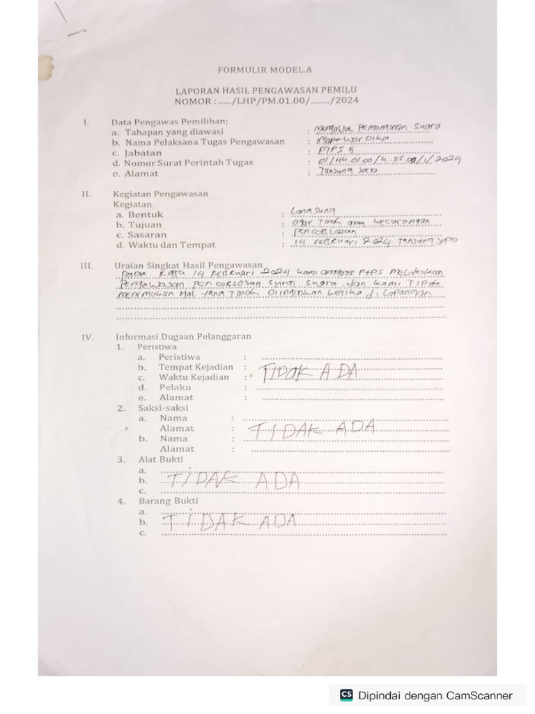 Form A Ptps Tanjung Jaya 05 | PDF