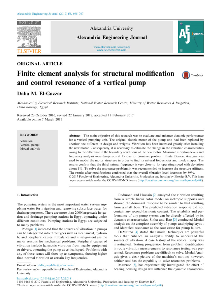 Finite Element Analysis For Structural Modification An Control Resonance of A Vertical Pump ...