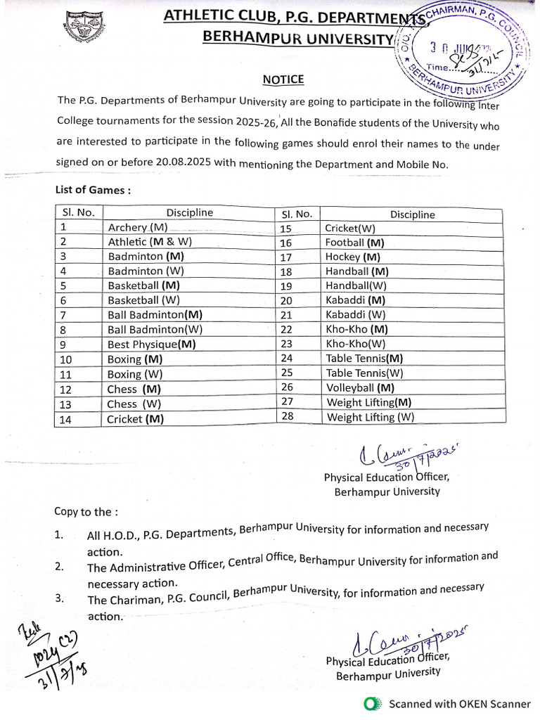 Inter College Tournaments Session 2025-26 | PDF