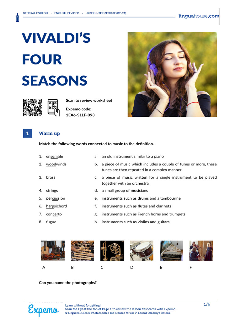 Vivaldi's Four Seasons: B2-C1 English Lesson | PDF | Musical ...