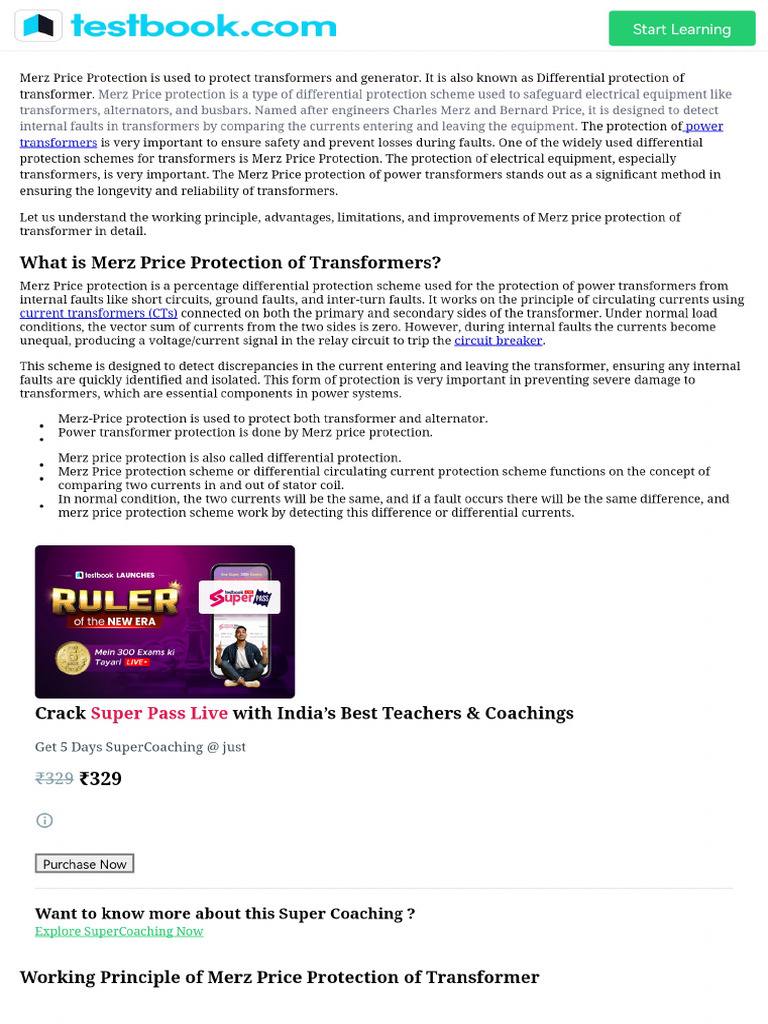 Merz Price Protection of Transformer - Working Principle, Diagram, Uses ...