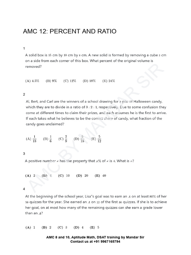 Amc 12 Percent and Ratio | PDF