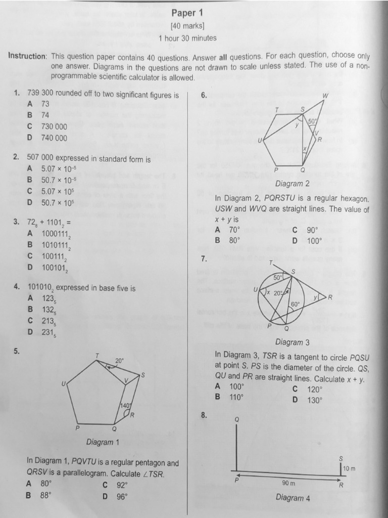 SPM MODEL (PAPER 1) | PDF