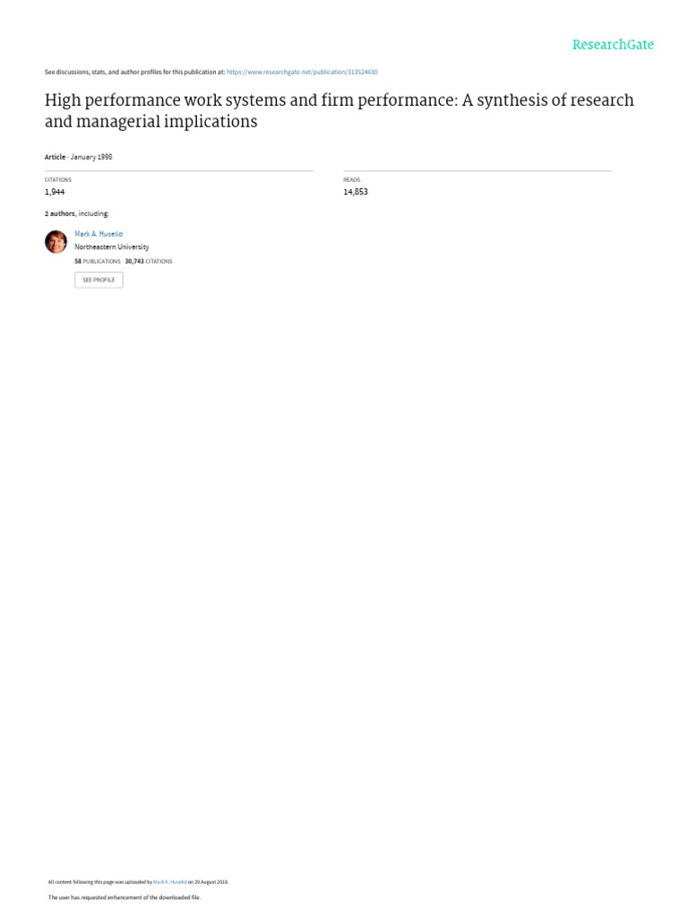 High-Performance Work Systems Impact | PDF | Human Resource Management ...