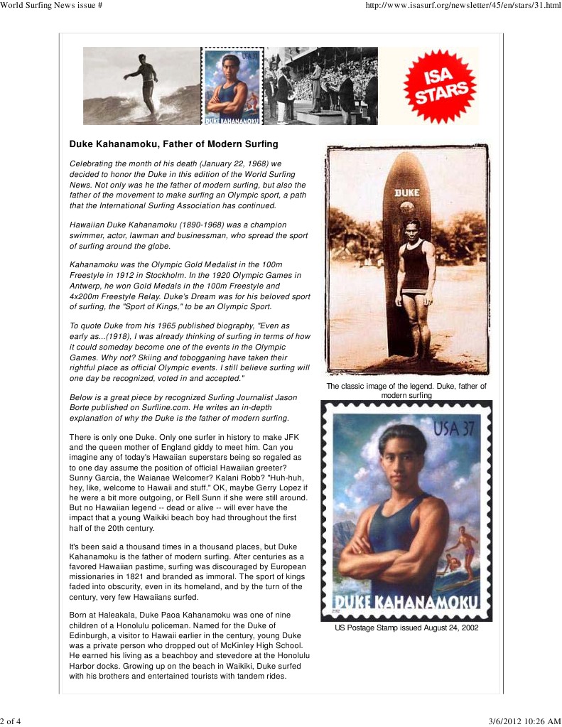 Duke Kahanamoku: Surfing's Legacy | PDF | Water Sports | Boardsports