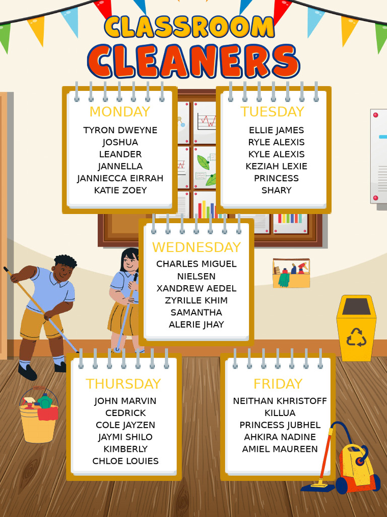 Classroom Cleaners Poster in Illustrative Style | PDF
