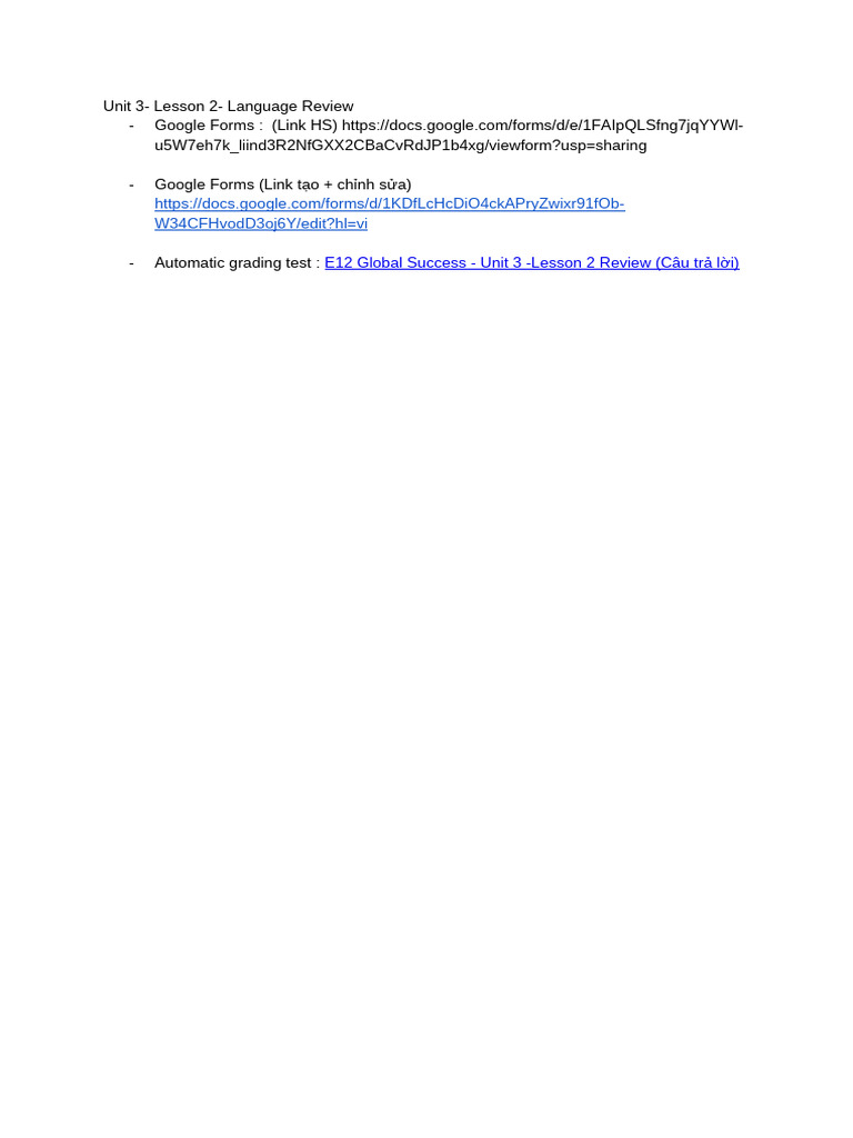 Unit 3 - Lesson 2 - Language Review - GG Forms | PDF