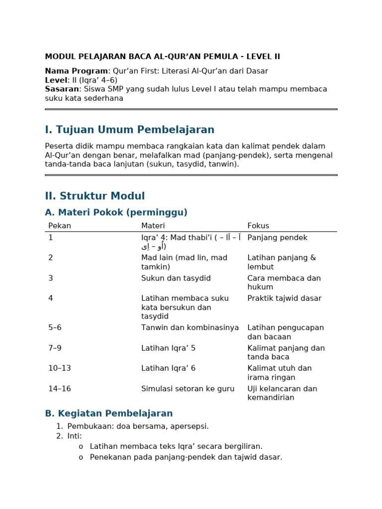Modul Iqra' 4-6: Baca Al-Qur'an Pemula | PDF
