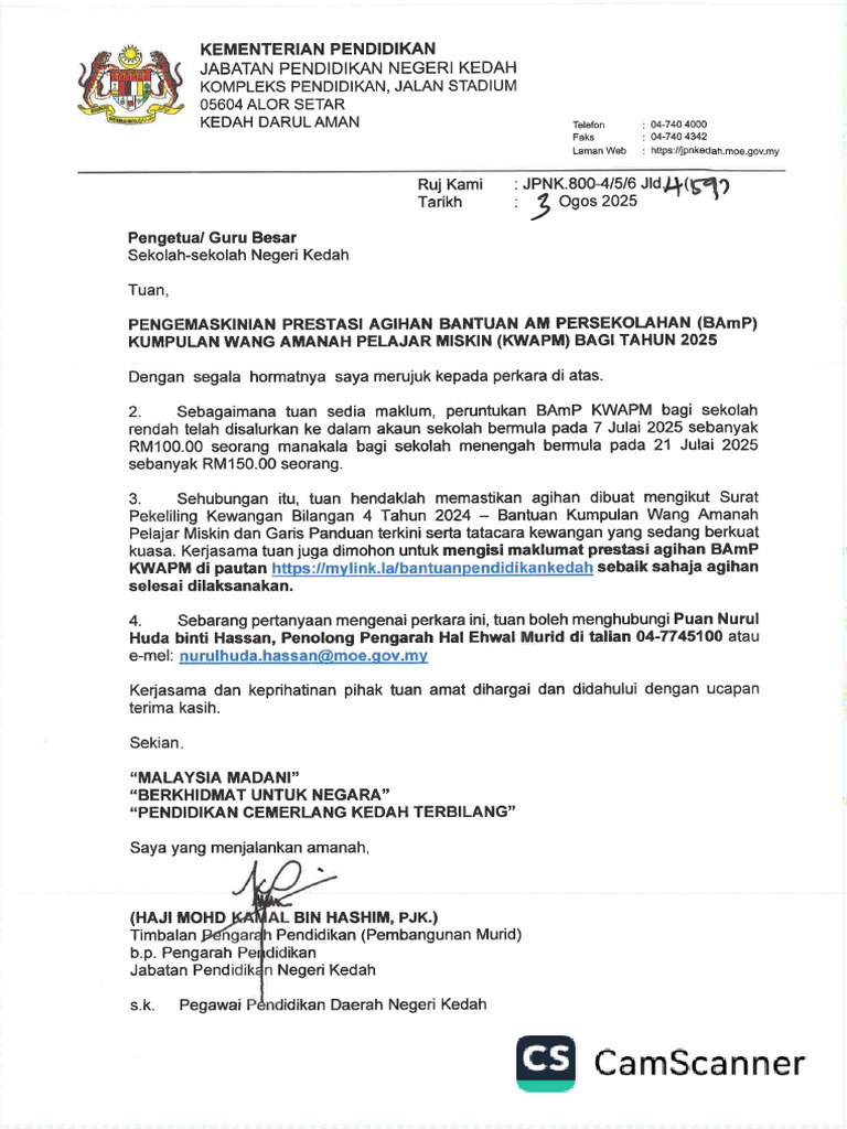 Pengemaskinian Prestasi Agihan Bantuan Am Persekolahan (Bamp) Kumpulan ...