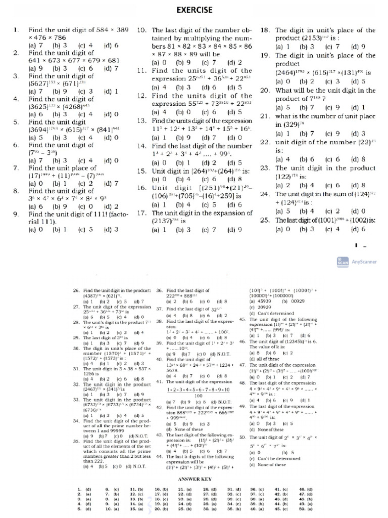 Number System... Unit Place | PDF