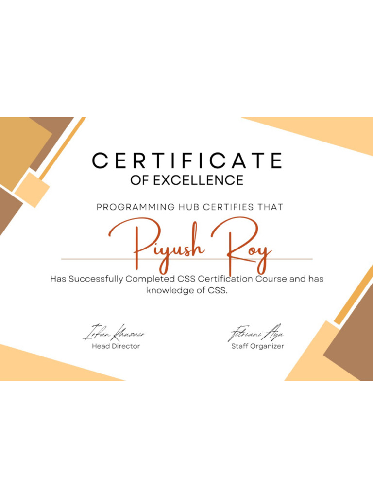 HTML PDF Certificate | PDF