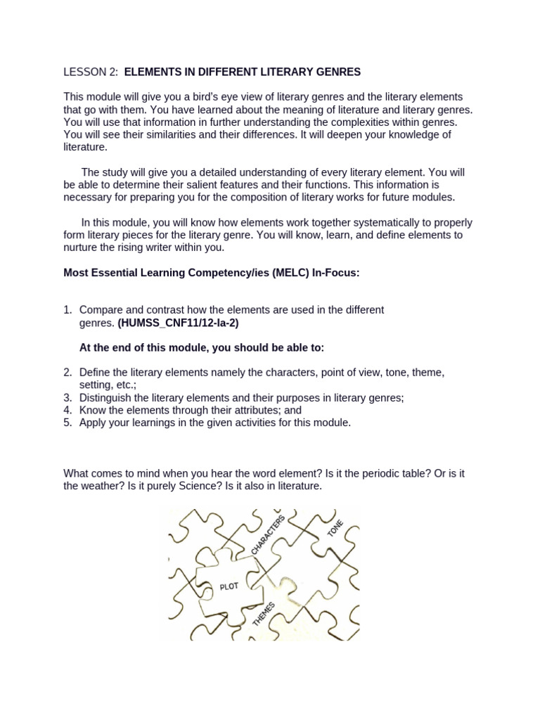 Elements of Literary Genres Explained | PDF | Narration | Genre