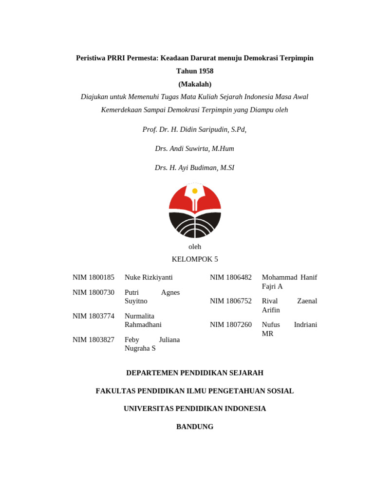 Pemberontakan PRRI 1958: Latar Belakang dan Dampak | PDF