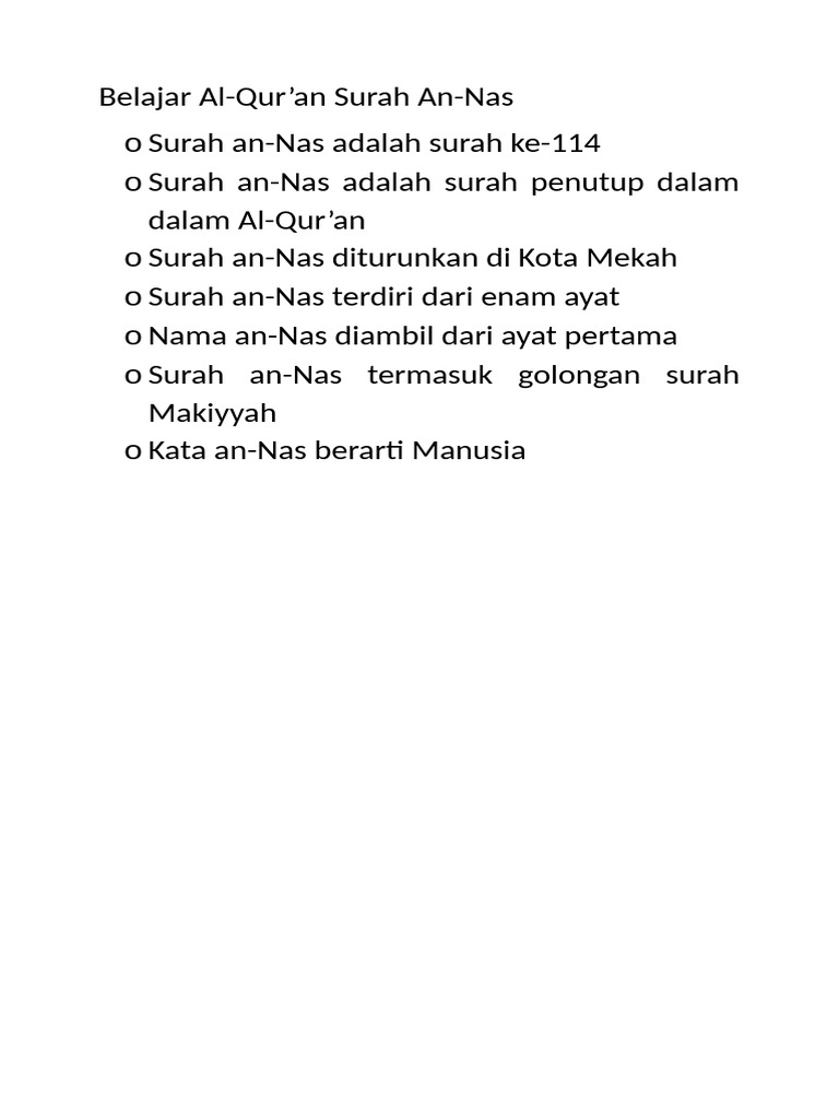 Surah An-Nas: Penutup Al-Qur'an | PDF
