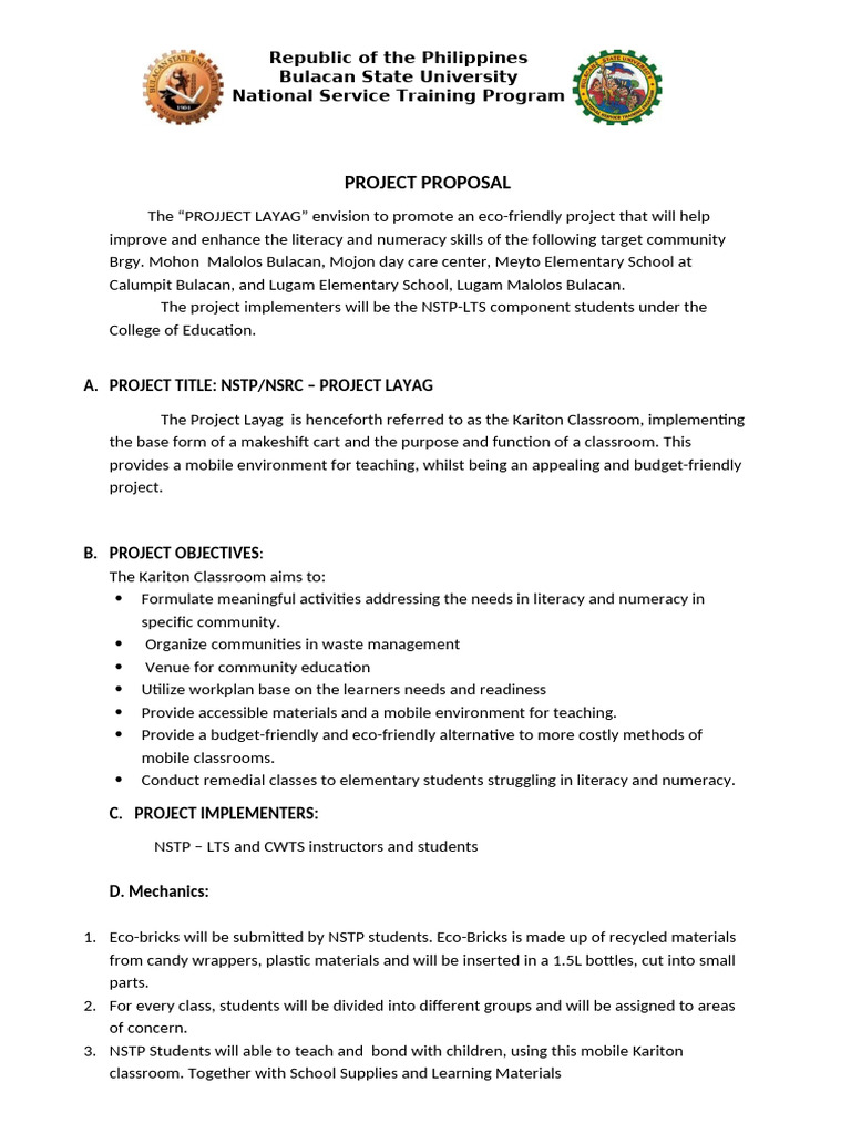 Project Proposal Kariton Classroom FINAL | PDF | Human Communication ...