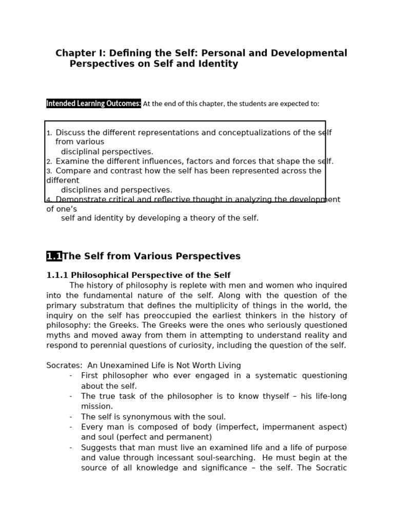 Understanding Self and Identity Perspectives | PDF | Soul | Ātman ...