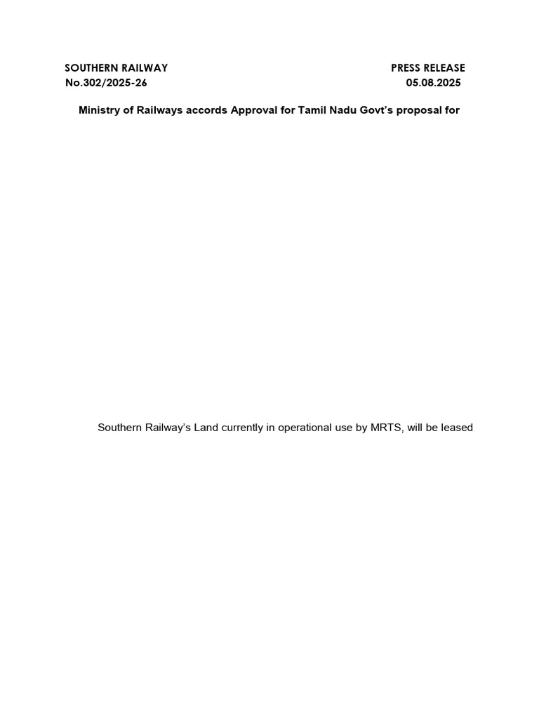 MRTS CMRL Merger Press Release No 302 Dated 5th Aug 2025 | PDF ...