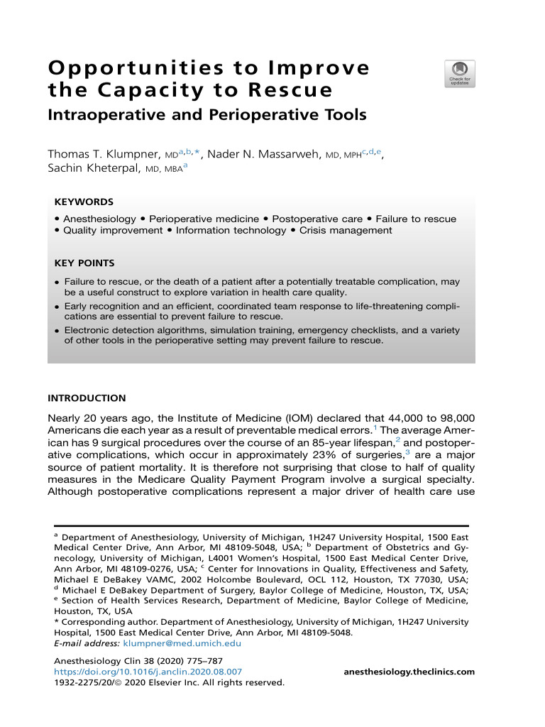 Opportunities To Improve The Capacity To Rescue 20 | PDF | Anesthesia ...