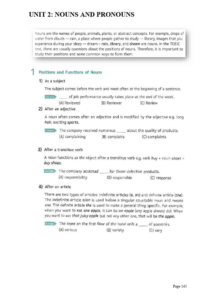 Av4a - Unit 2. Nouns and Pronouns | PDF