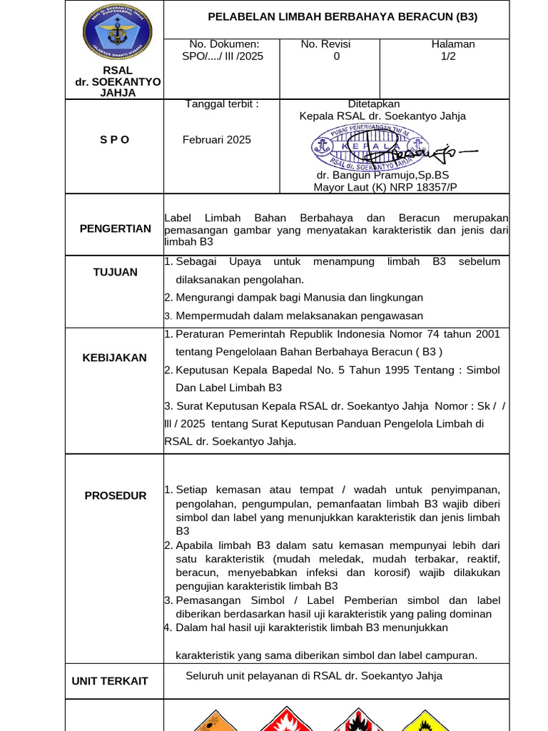 Panduan Label Limbah B3 RSAL 2025 | PDF